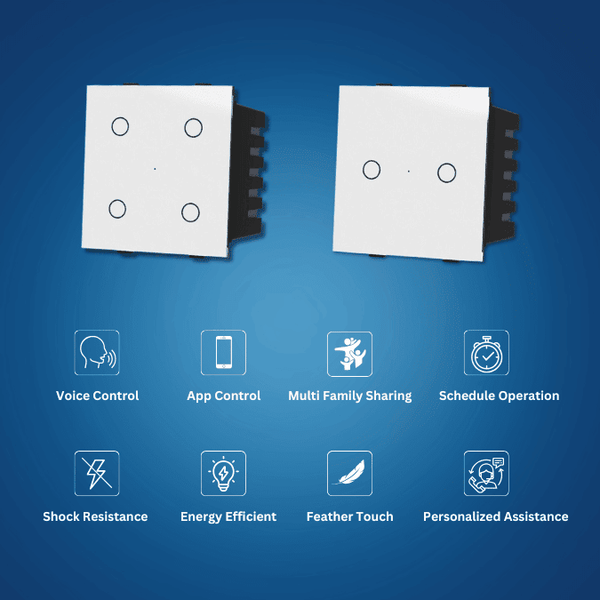 Wynbee Smart 8 Module Touch Switch Board | 4 Relay Touch Switch, 2 Rel ...