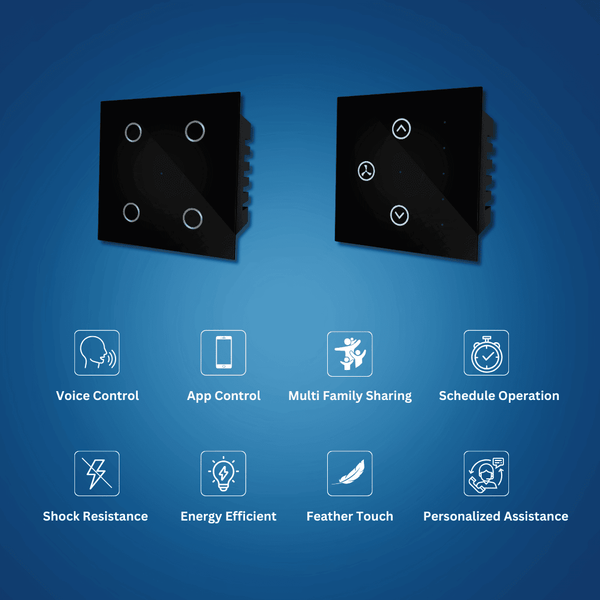 Wynbee Smart 12 Module Touch Switch Board | 4 Relay Touch Switch, Fan ...